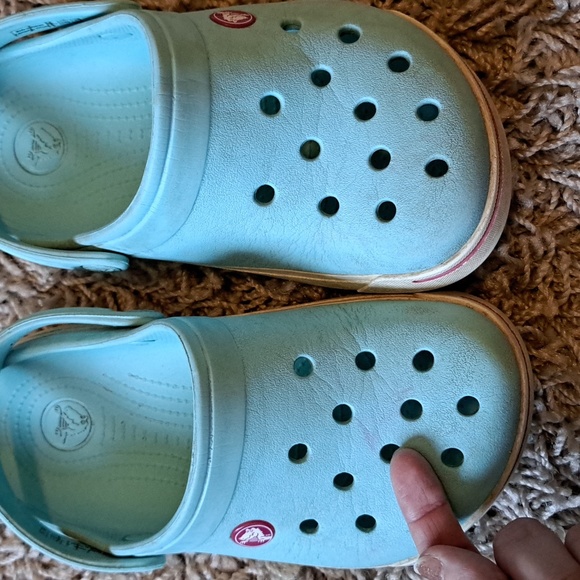 CROCS | Shoes | Crocs Light Blue Clogs With Hot Pink Accents | Poshmark